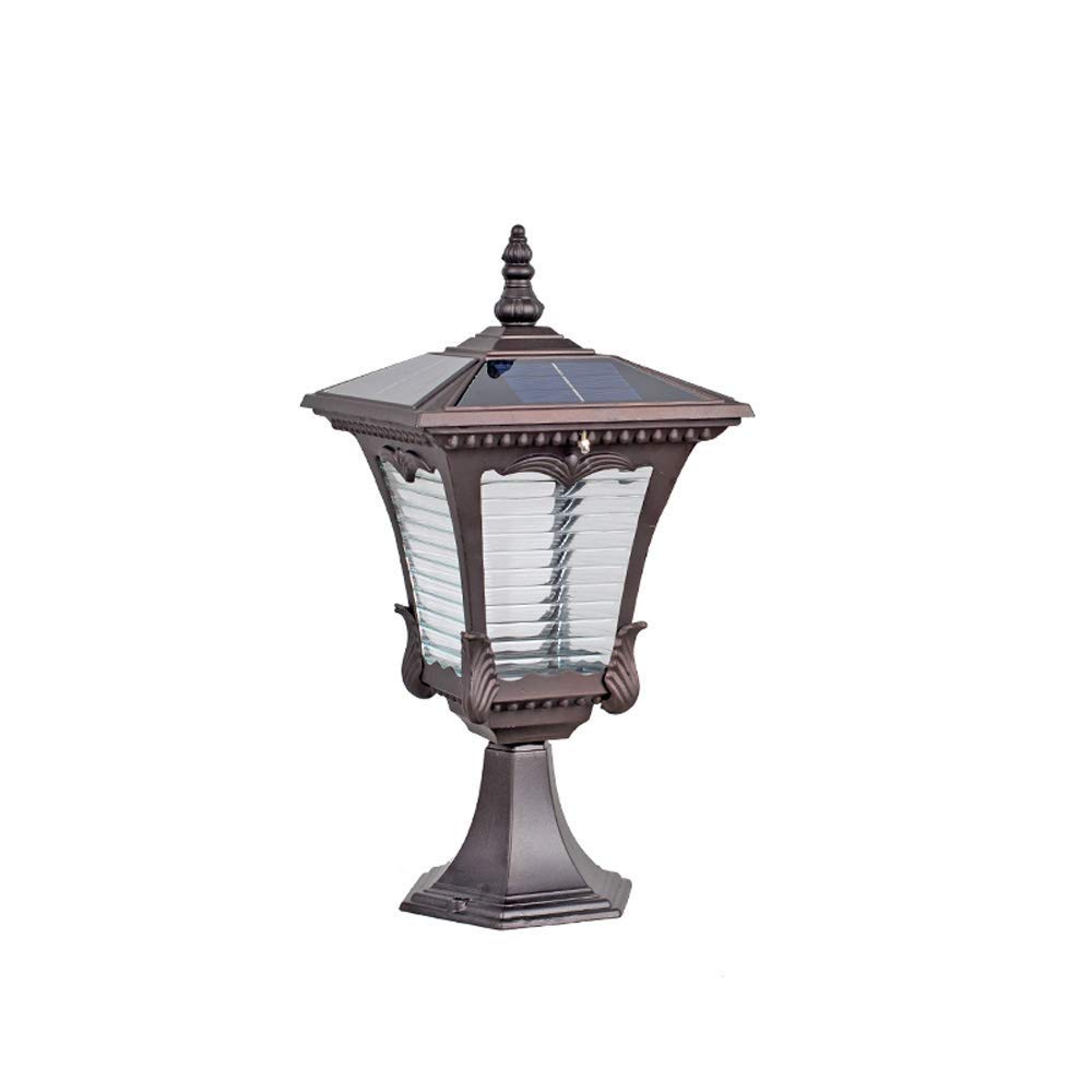 Mopoq Outdoor Solar Light Garden Pillar Light Home Super Bright Outdoor Wall Column Lantern Column Lawn Intelligent Lighting Control Corrosion Resistant Waterproof IP55 (Dark Brown)