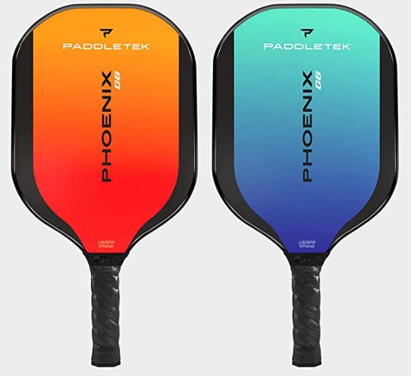 Paddletek Phoenix G6 Pickleball Set Includes Pickleball Paddles Set of 2 (Red and Blue), Regular and Glow in The Dark Pickleballs, and Two Pickleball Paddle Covers