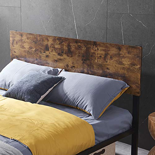 MegaChunk Queen Size Metal Platform Bed Frame with Wooden Headboard and Footboard, Easy Assembly, No Box Spring Needed, Large Under Bed Storage, Black
