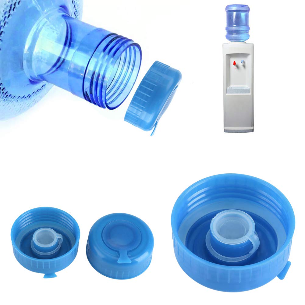 MONACO 5-Pack Plastic Water Bottle Cap, 55mm Twist Cap Replacement Non-Spill, Blue Bottle Caps for Screw Top Bottles, Leak Free