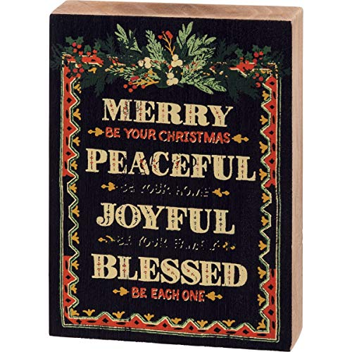 Primitives by Kathy 108257 Merry Be Your Christmas Block Sign, 5-inch Height, Multicolor, Wood