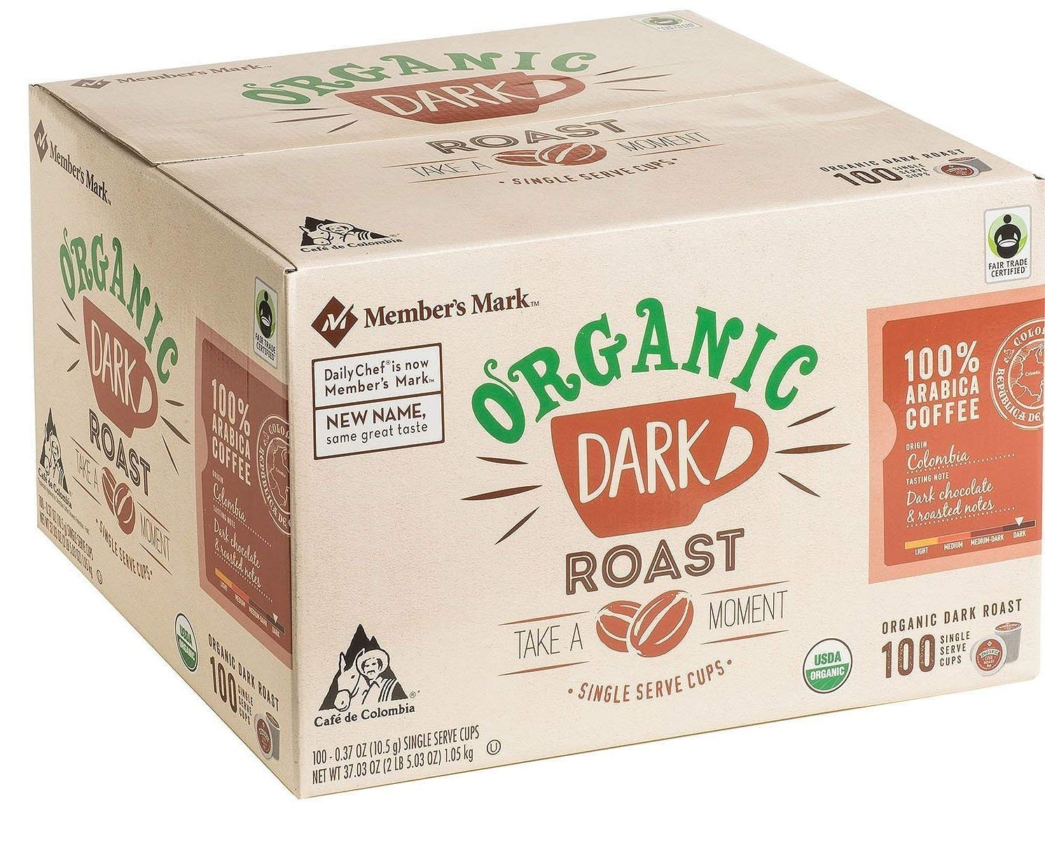 Member's Mark Organic Dark Roast Coffee (100 Single-Serve Cups)