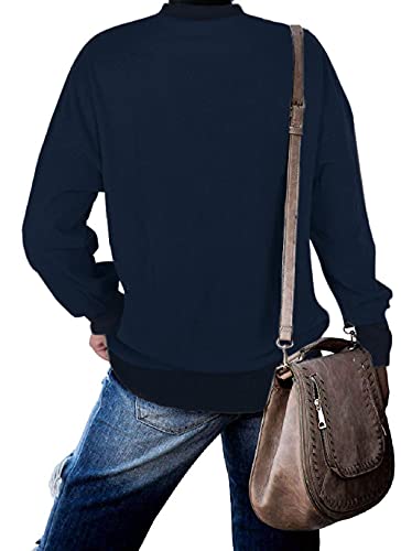 Oversized Sweatshirts for Women Black Loose Casual Sweaters Winter Clothes Navy Blue M