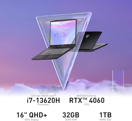 MSI Creator M16 Laptop 2023 Newest, 16" QHD+ Content Creation Laptop, 13th Gen Intel Core i7-13620H(10-Core), GeForce RTX 4060, 32GB DDR5 RAM, 1TB SSD, 180-Degree Lay-Flat, WiFi 6, HDMI, Win 11 Home