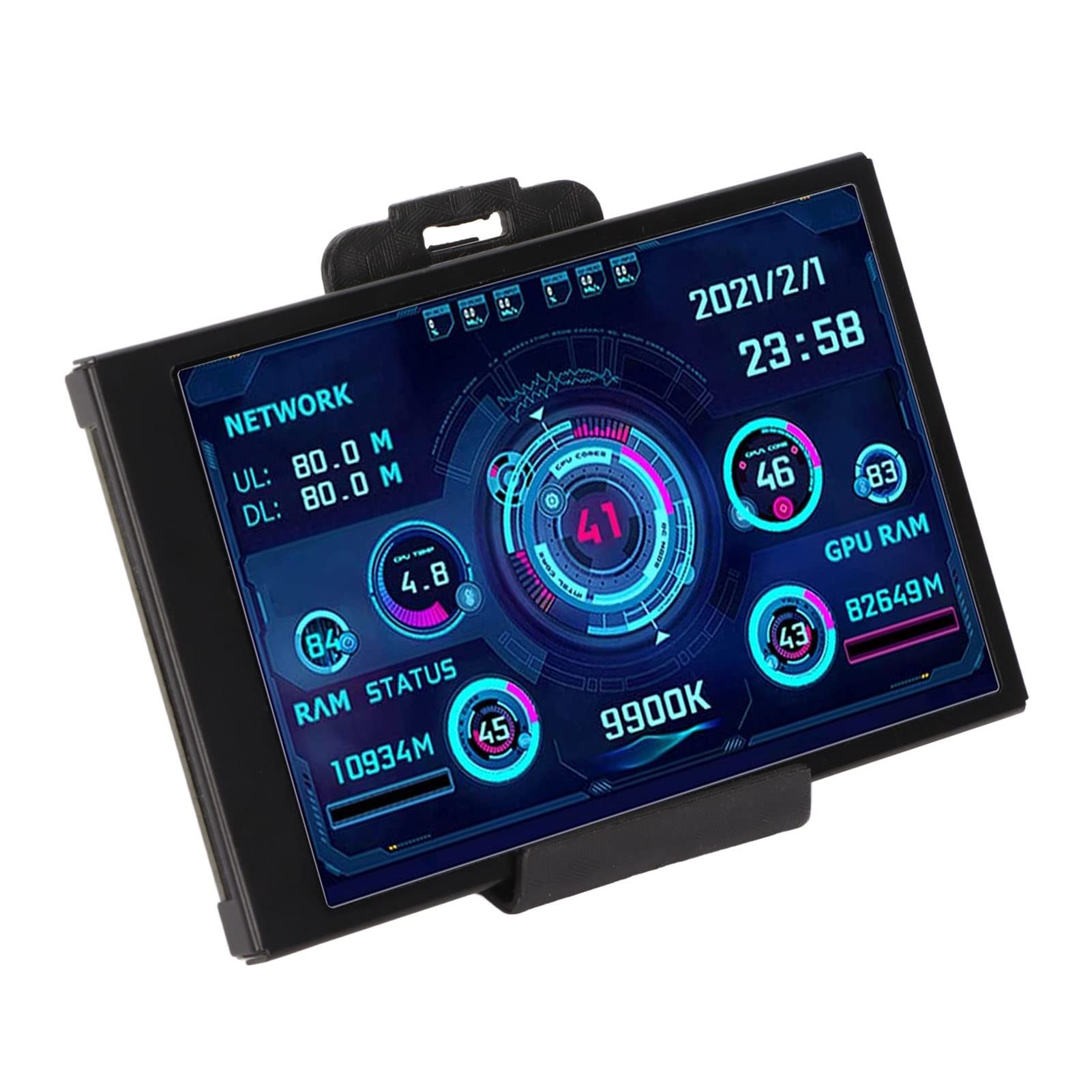 Zunate 3.5 inch Small Mini Monitor, Screen Extender with Adjustable Brightness, 360 Degree Rotation IPS 320x480 Screen Portable PC Temperature Monitor for PC ARGB Computer Case