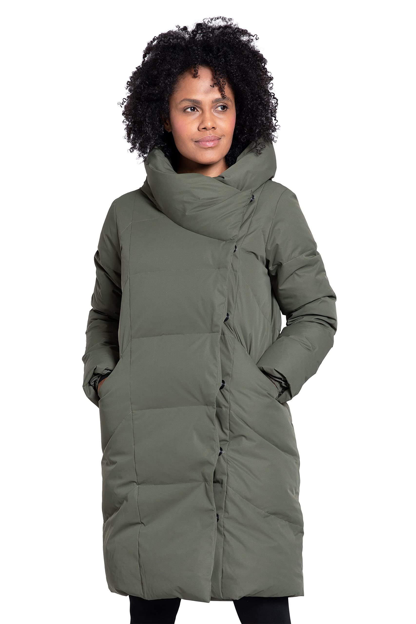 Mountain Warehouse Cosy Wrap Womens Down Padded Jacket - Water Resistant Ladies Winter Coat, Down Fill Power 600, Warm Puffer Jacket -for Winter Travelling & Daily Use Khaki 12