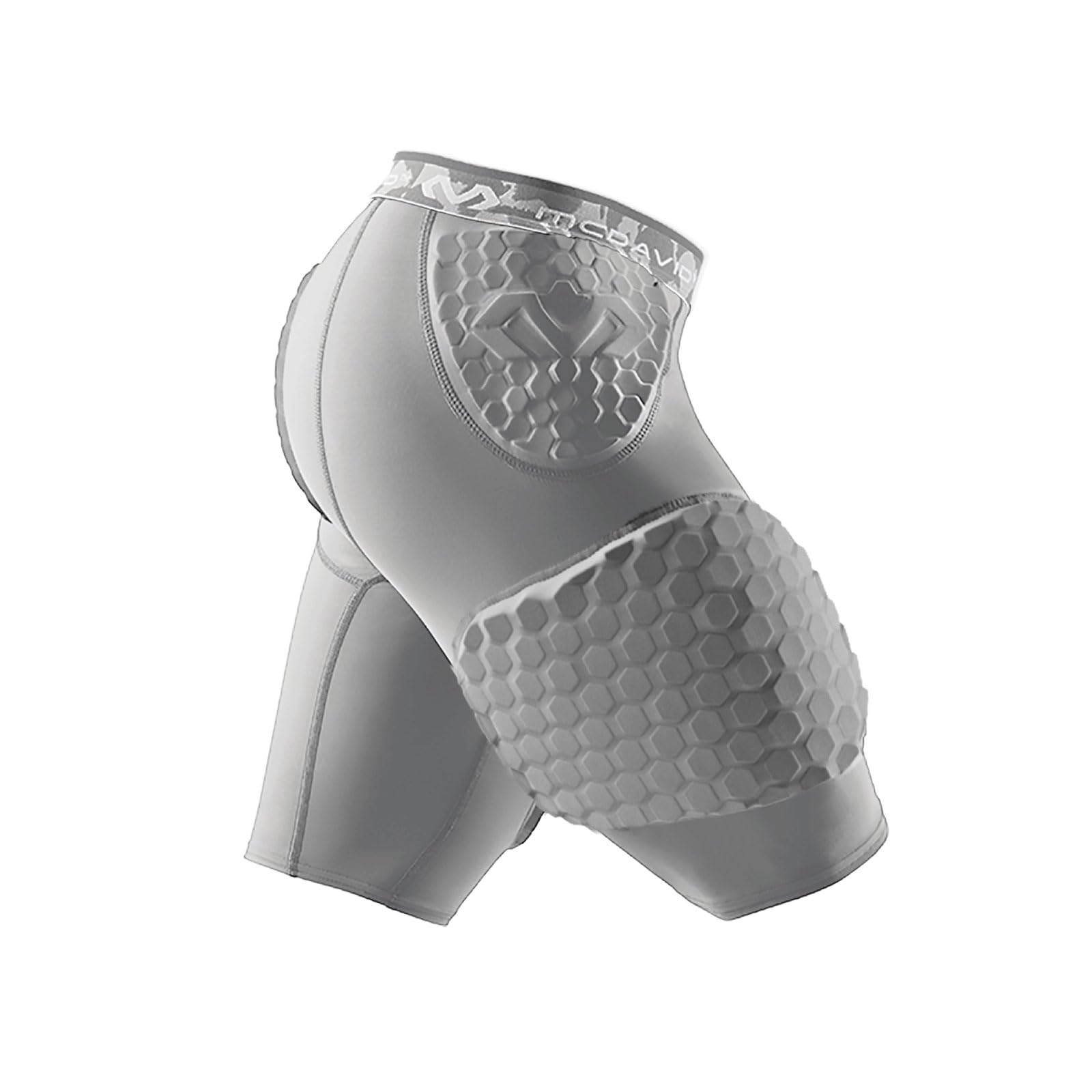 McDavid Hex Dual-Density Shorts with Contoured Wrap-Around Thigh, Gray, Medium