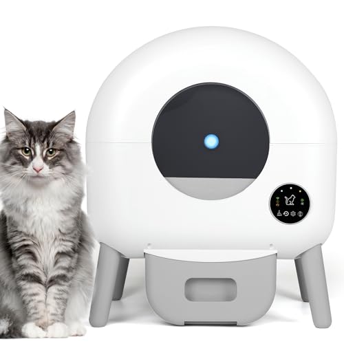 MEEGEEM Self Cleaning Cat Litter Box - 85L Extra Large Automatic Cat Litter Box Self Cleaning for Multiple Cats, Anti-Pinch/Odor-Removal Design, All Litter Can Use, with Garbage Bags/Mats0223