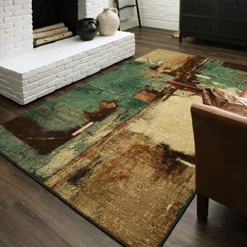 Mohawk Home Aqua Strata Fusion Abstract Area Rug (6'x9')