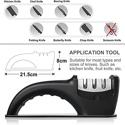 muuunann Professional Knife Sharpener with Stone Piece,Chef Kitchen Knife Sharpening System for Straight and Serrated Knives,Siccors, Multifunction 4 in 1,with Diomand Steel, Smart,Sharp and Safe