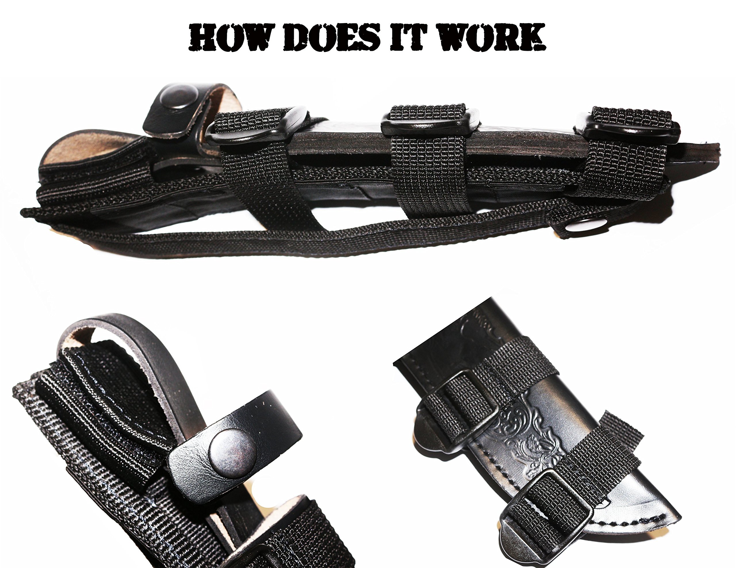 MOLLE Knife Sheath Adapter Holder/Attaching Knife to M.O.L.L.E. Webbing/Holds Hunting Leather Sheaths/Molle Sheath Carrier for Fixed-Blade Knives/Black Color/Fits Sheaths from 4" up to 12"