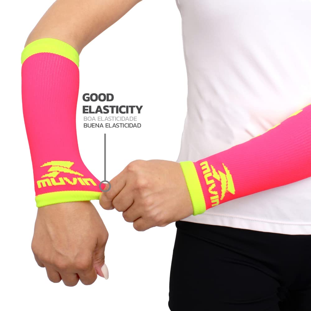 Muvin Arrow Volleyball Arm Sleeves - Compression, Forearm Protection for Ball Impact and Floor Burn - Men & Women (Black, S/M)