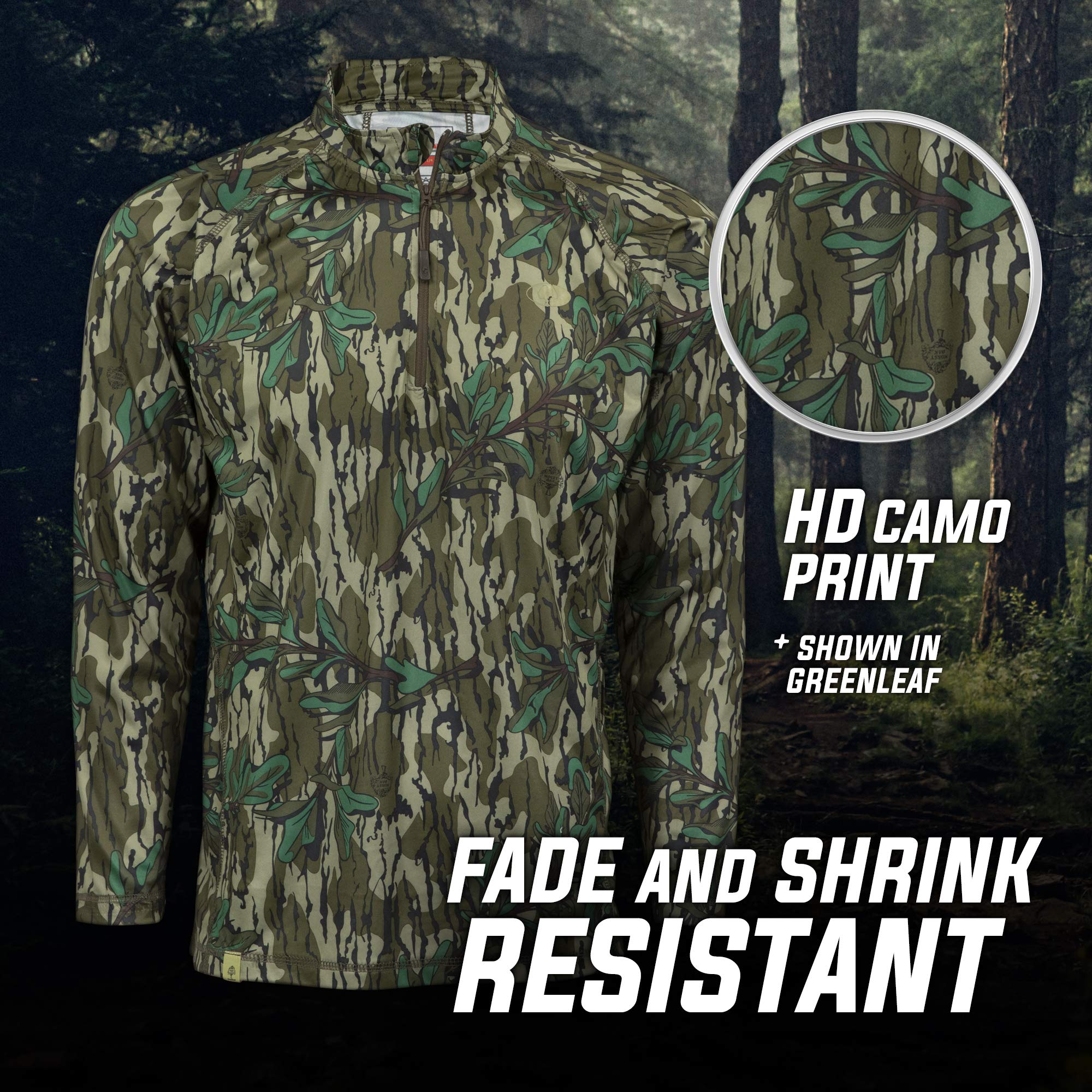 Mossy Oak mens Men Hunting Lightweight Quarter Zip Camo Shirt, Shadow Grass Habitat, XX-Large US