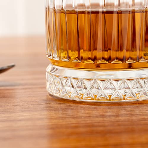 Restaurantware Elysia 7 Ounce Whiskey Glasses 12 Cut Rocks Glasses - Lead-Free Weighted Base Clear Glass Tumblers Dishwasher-Safe For Scotch Bourbon And Cocktails
