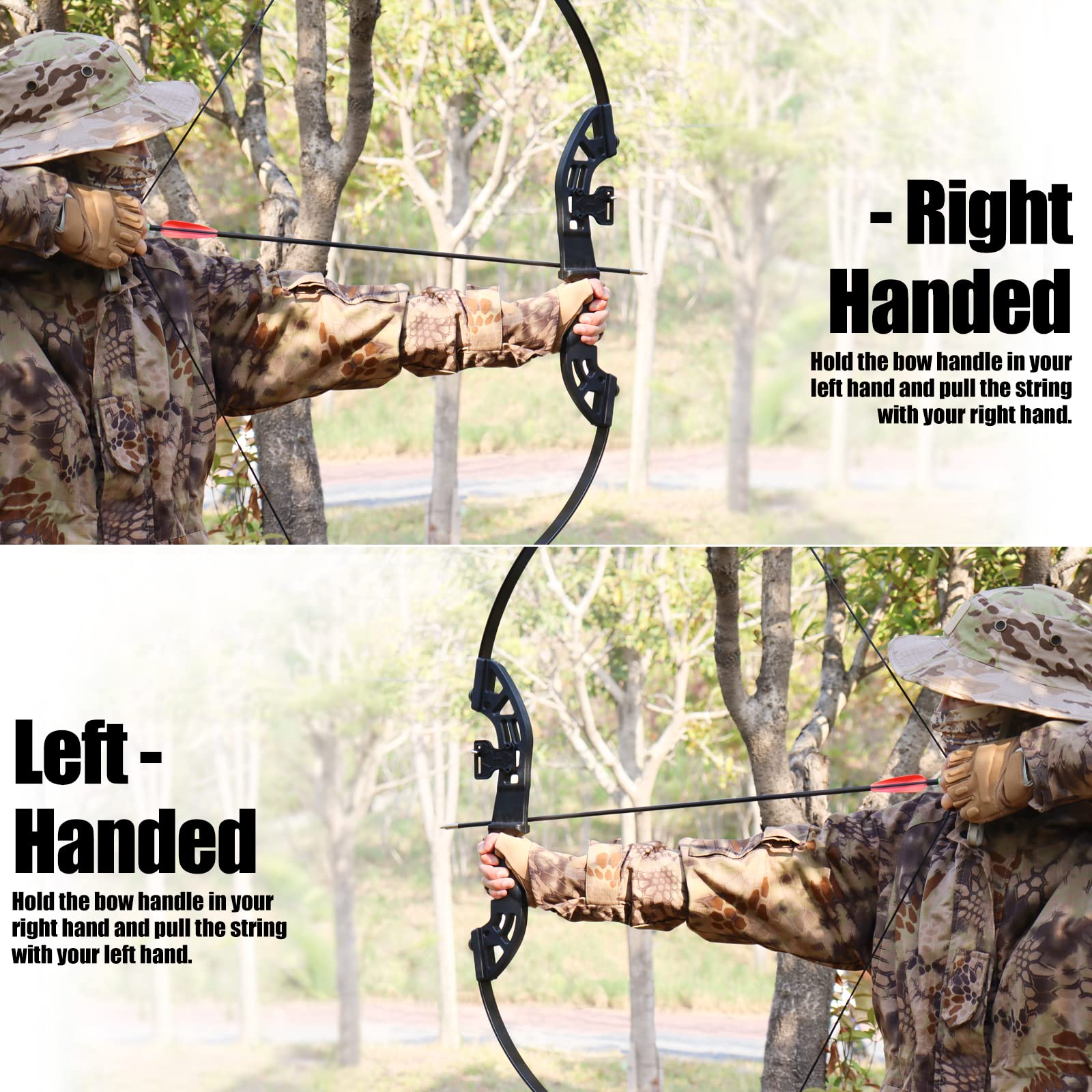 Takedown Bow, Archery Set for Right Left Hand, Long Bow for Beginner Adult, Recurve Bow and Arrows for Shooting Hunting Practice Training Backyard Target (40lb)