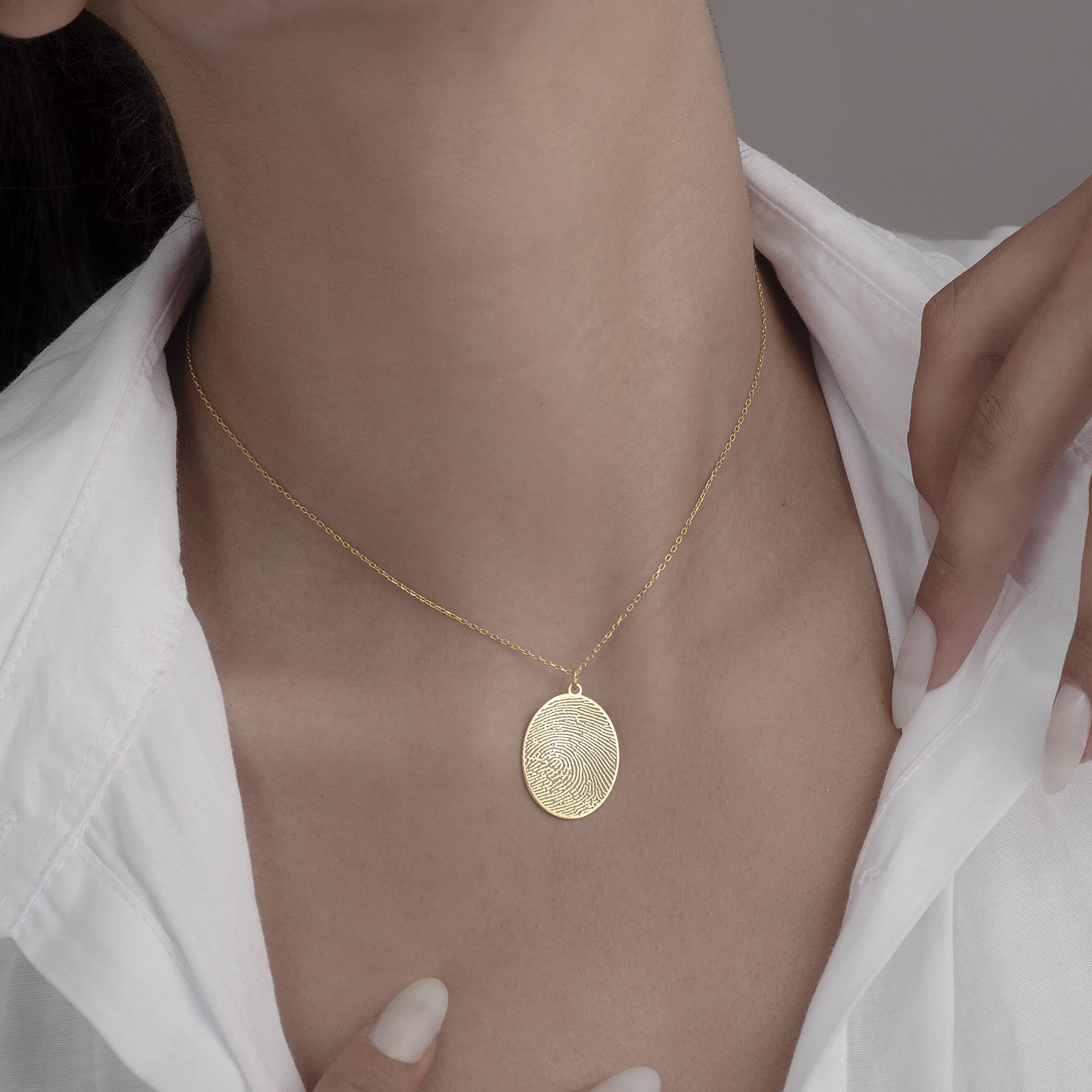 Swan Loyalty Gold Plated 925 Sterling Silver Personalized Fingerprint Memorial Necklace