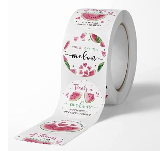 You are One in a Melon Stickers, Watermelon Thank You Sticker Label, Thanks a Melon for Making My Party Sweet Sticker, 500pcs/roll