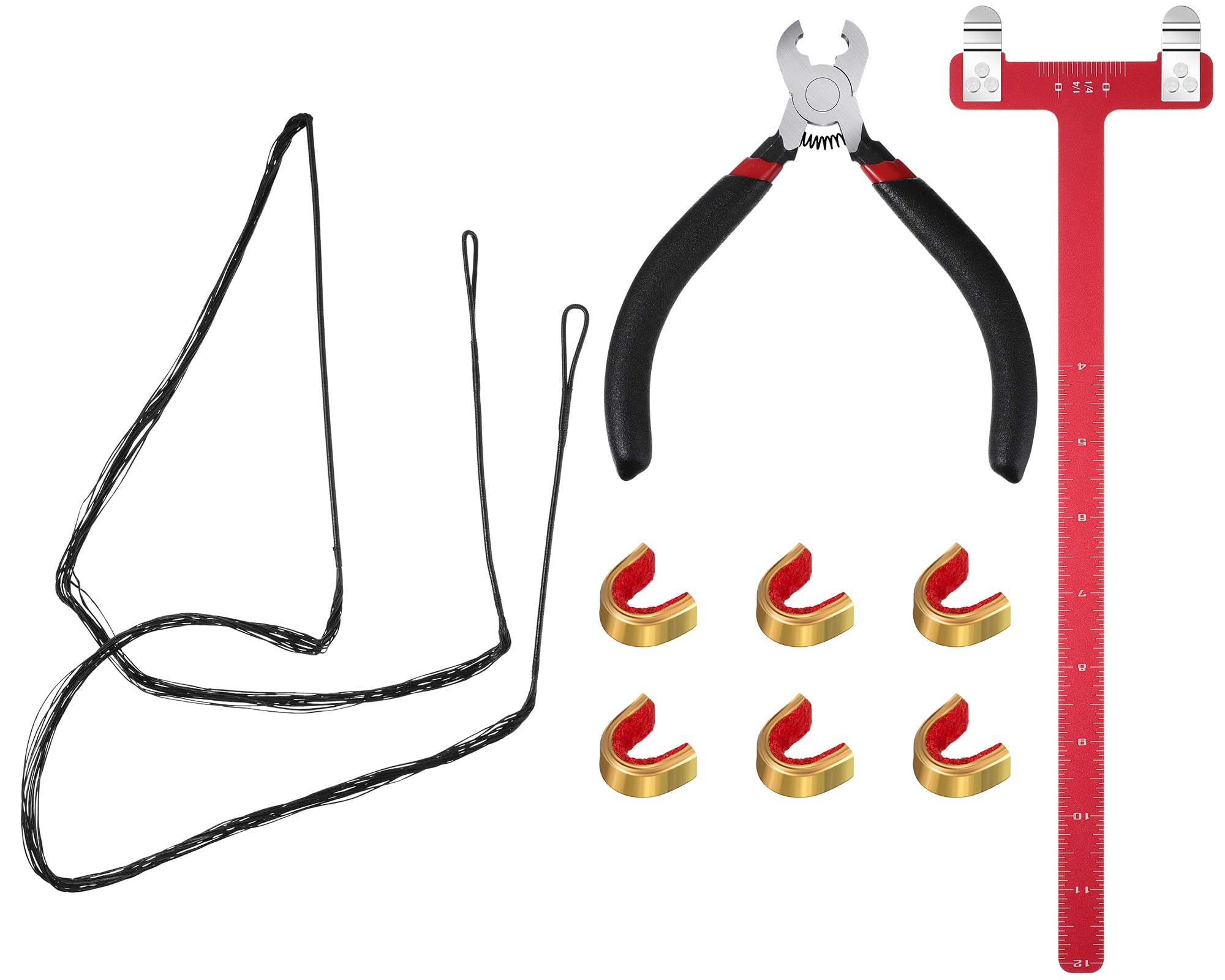 Tallew 9 Pieces Archery Bow String Nock Points Pliers Set 16 Strands Bow String Replacement Nocking Points T Shape Bow Square Ruler Archery Nocking Buckle Pliers Traditional Recurve Bow Accessories