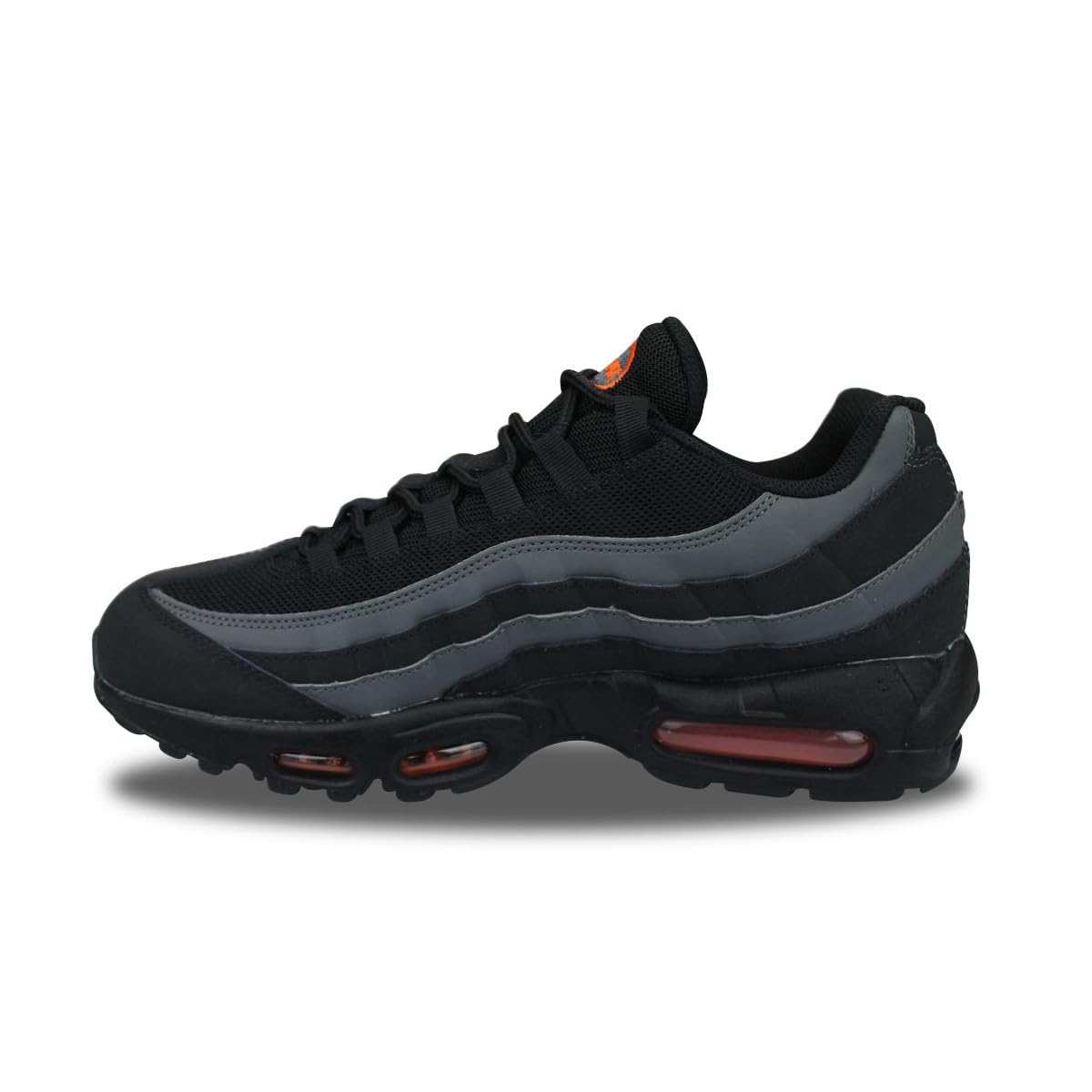 Nike Air Max 95 Mens Athletic Shoes - Black/Safety Orange-Iron Grey - Size 10.5