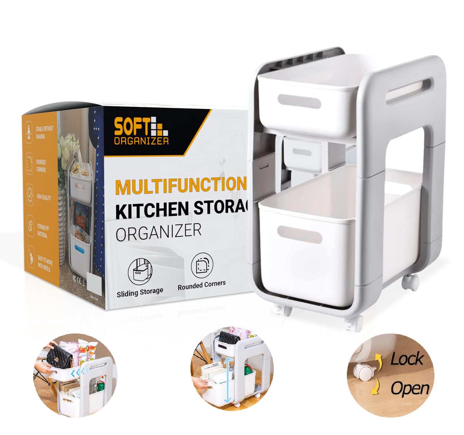 Soft Organizer Kitchen organization,cabinet organizer storage Drawer - Under Sink Organizer, For Bathroom Shelf Space Rack, Multifunctional Storage