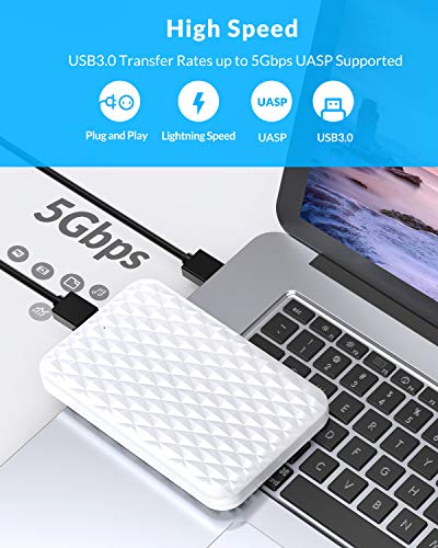 ORICO Hard Drive Enclosure SATA to USB3.0 2.5 inch HDD Enclosure for 7/9.5mm SSD/HDD Up to 4TB External Hard Drive Enclosures Support UASP-2520U3