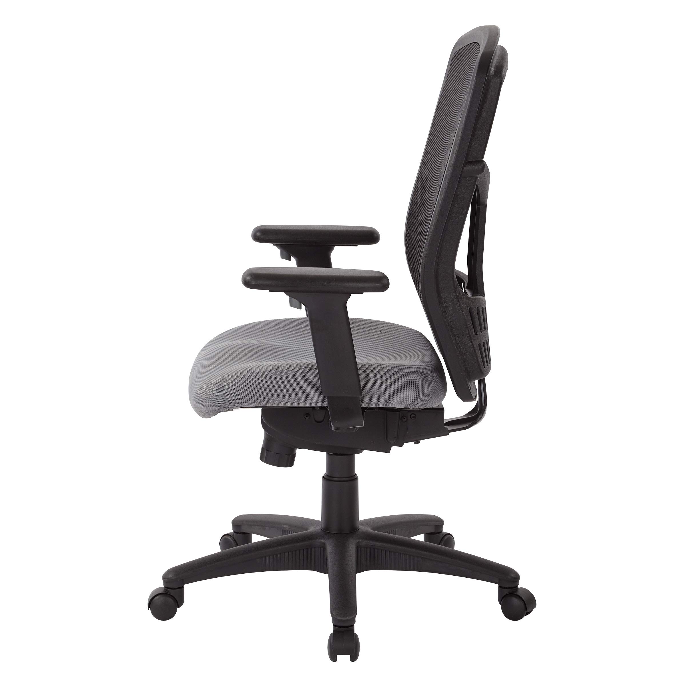 Office Star ProGrid High Back Manager's with Adjustable Seat Height, 2-to-1 Synchro Tilt Control and Seat Slider, Steel Gray Fabric
