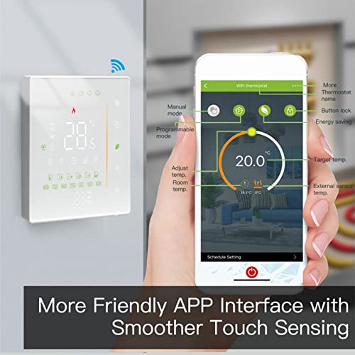Nachukan Smart Thermostat for Household Floor Heating - Programmable App Control, Voice Command - AC 95-240V - White Temperature Controller