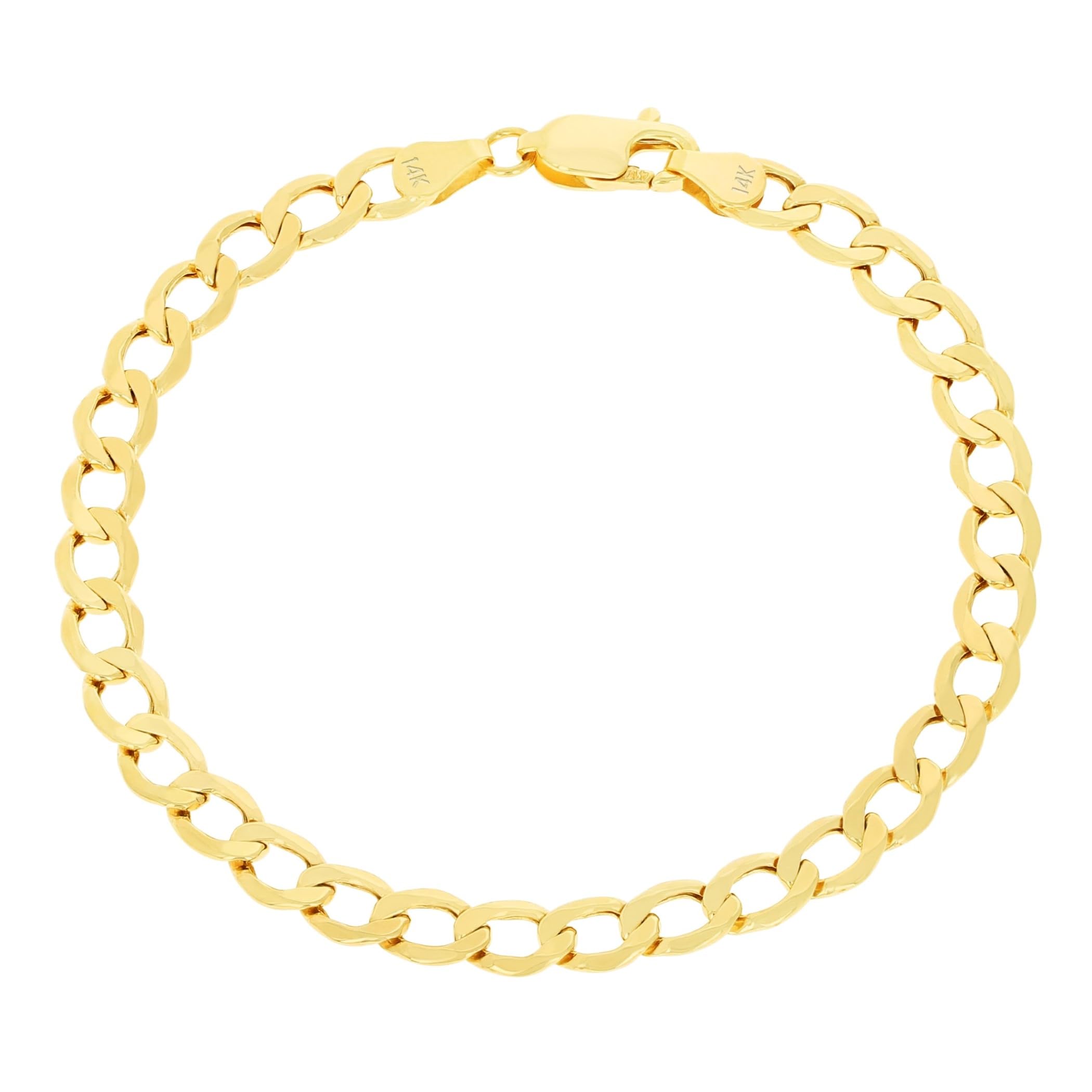 Nuragold 14k Yellow Gold 5.5mm Cuban Curb Link Chain Bracelet, Mens Womens Jewelry 7" 7.5" 8" 8.5" 9"