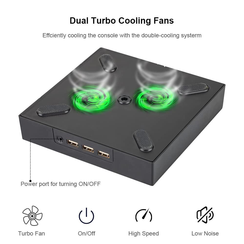 Mviioe Fan Cooling System Compatible with Series X Stand with 2 Turbo Fan, 3 Level Adjustable Speed, 3 USB 2.0 Port & 1 Port Type C (Only Compatible with Series X)