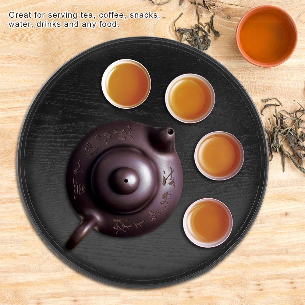 Round Wood Serving Tray Wooden Plate Tea Food Server Dishes Water Drink Platter