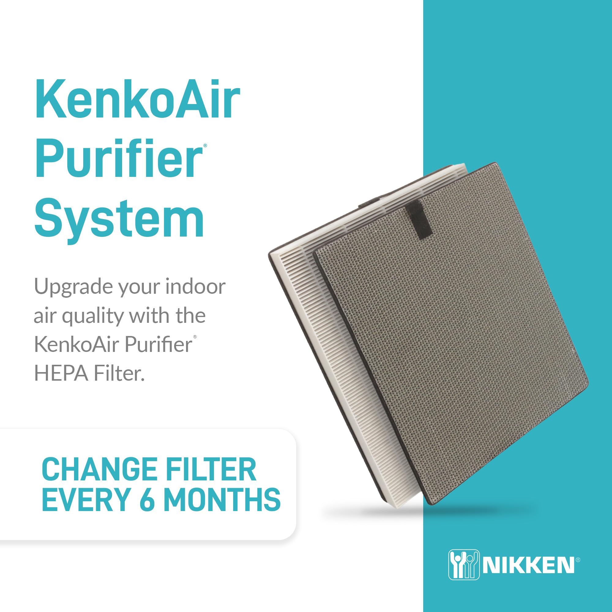 Nikken KenkoAir PurifierĀ® HEPA Filter Pack 1445 Replacement for KenkoAirĀ® Filter Purifier System 1441 - Activated Carbon Air HEPA Vacuum Cleaner Filters Air Purifier for Bedroom, Homes, and Offices