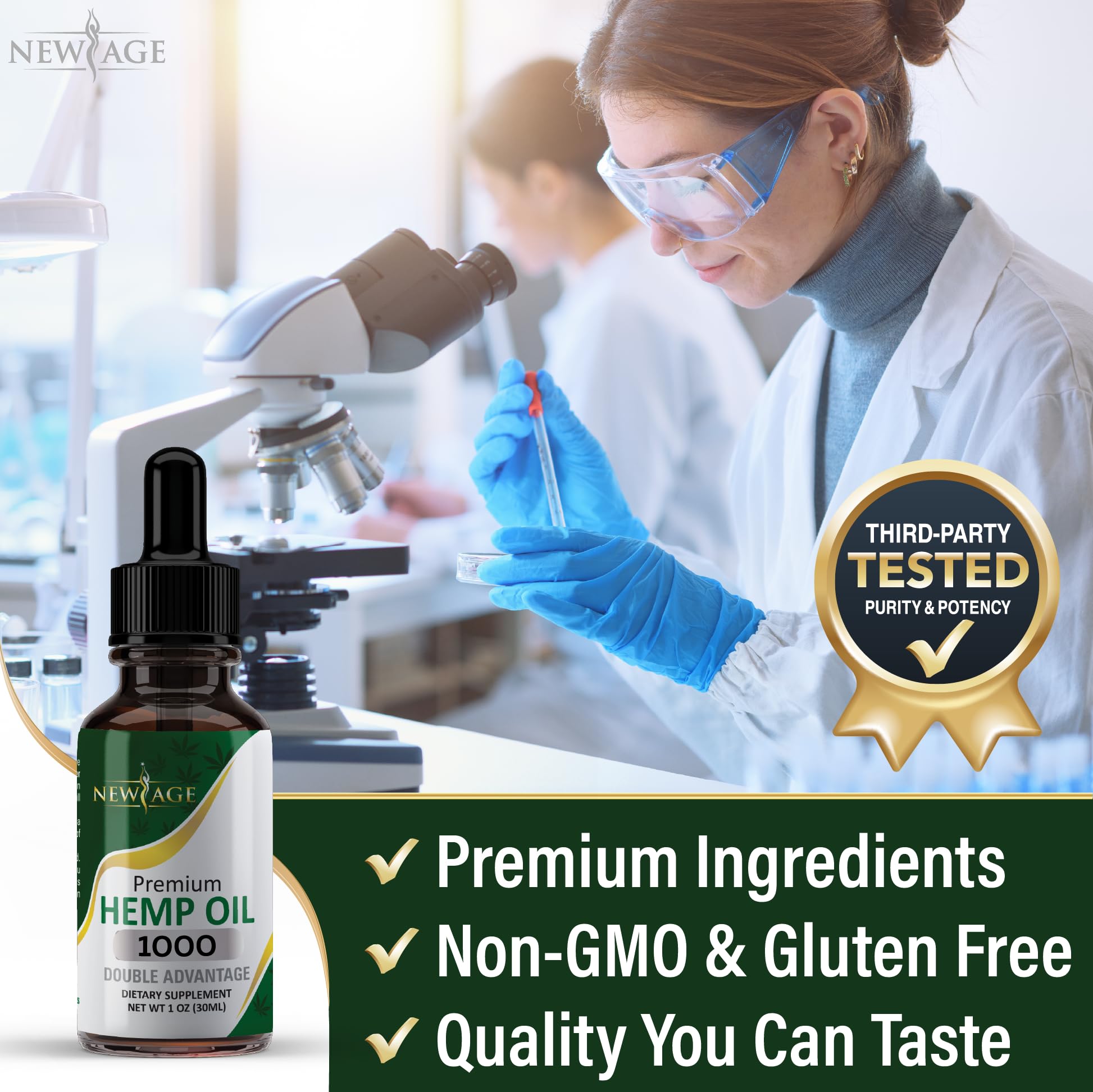 NEW AGE Hemp Oil - All Natural Grown and Made in The USA! (1000 (Pack of 2))
