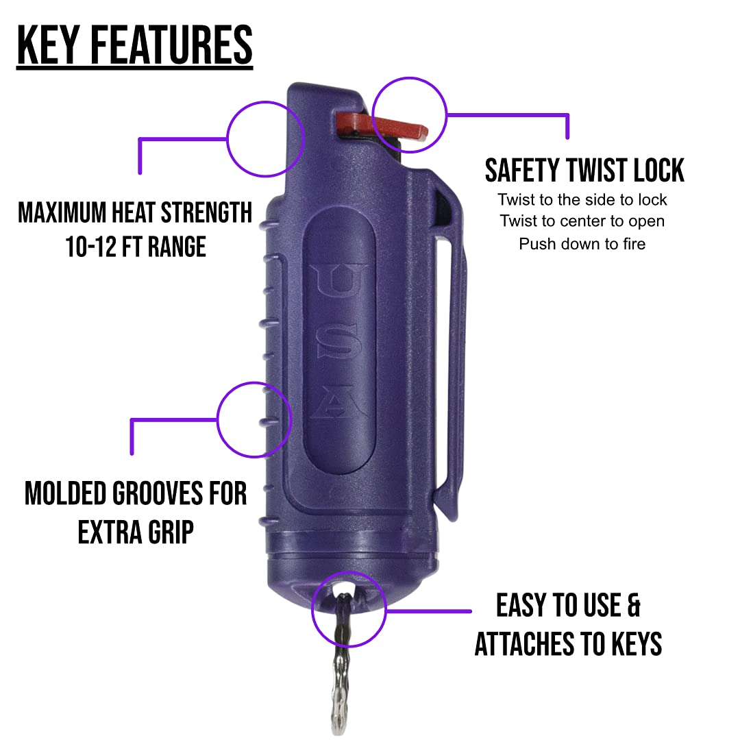Police Magnum Pepper Spray Keychain Bulk Set- Tactical Self Defense Maximum Strength OC- Safety Key Chains for Women & Men - Made in The USA-7 Pack Rainbow INJ