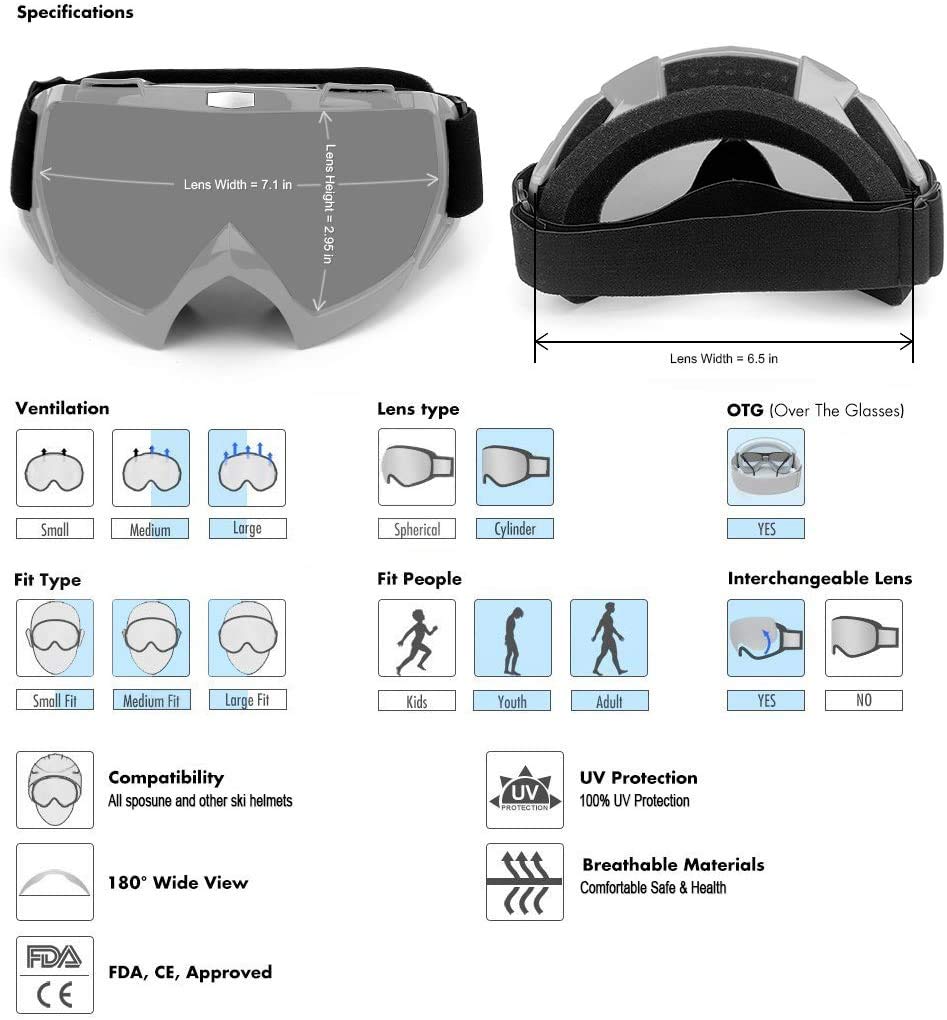Motocross Motorcycle Goggles ATV Dirt Bike Off Road Racing MX Riding Goggle Anti-Scratch Dustproof Bendable UV400 Eyewear Padded Soft Thick Foam Glasses (Orange-Black Transparent)