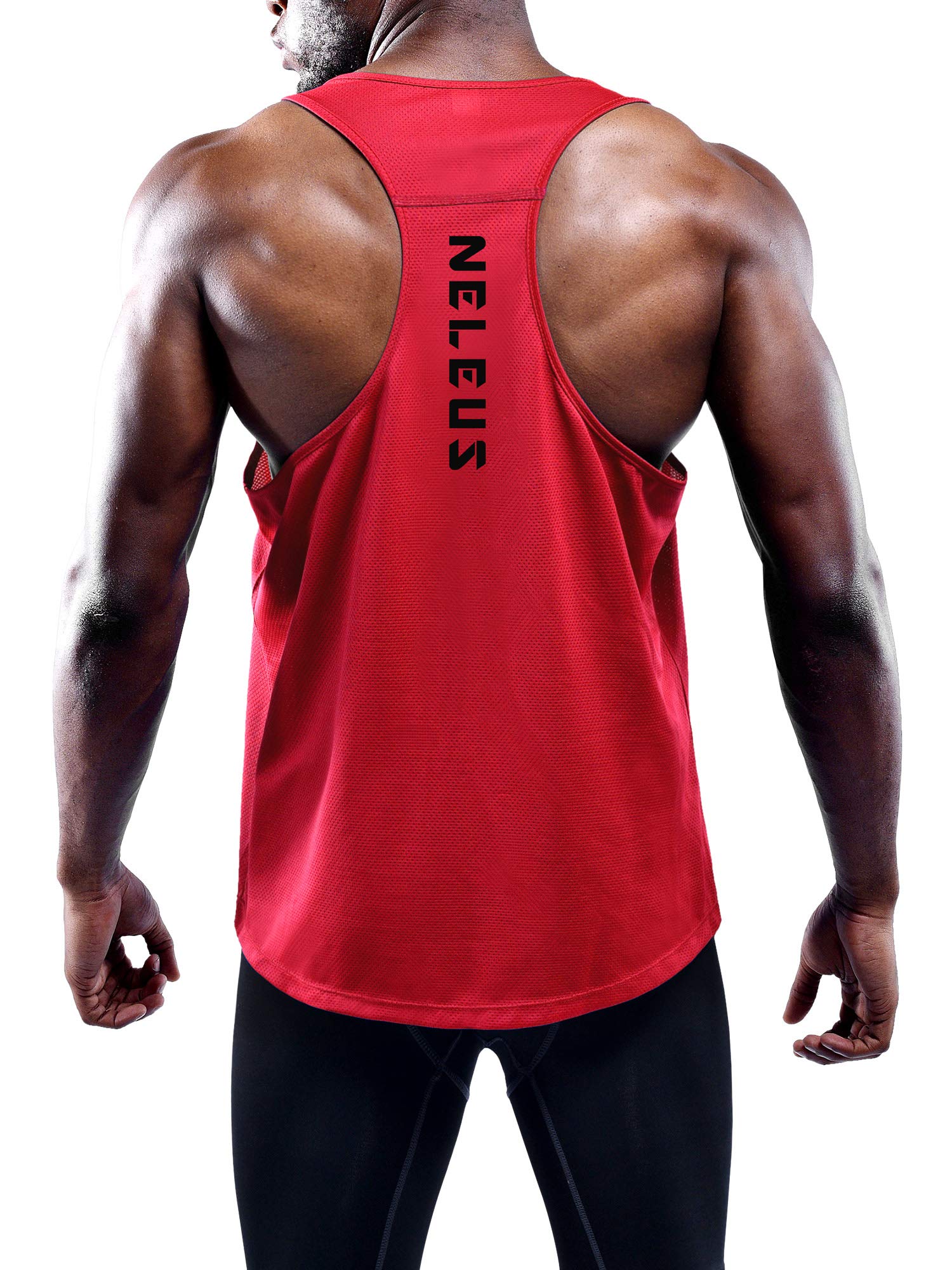 NELEUS Men's Workout Running Tank Top Sleeveless Gym Athletic Shirts Pack of 3,5080,Blue/Red/Yellow,S