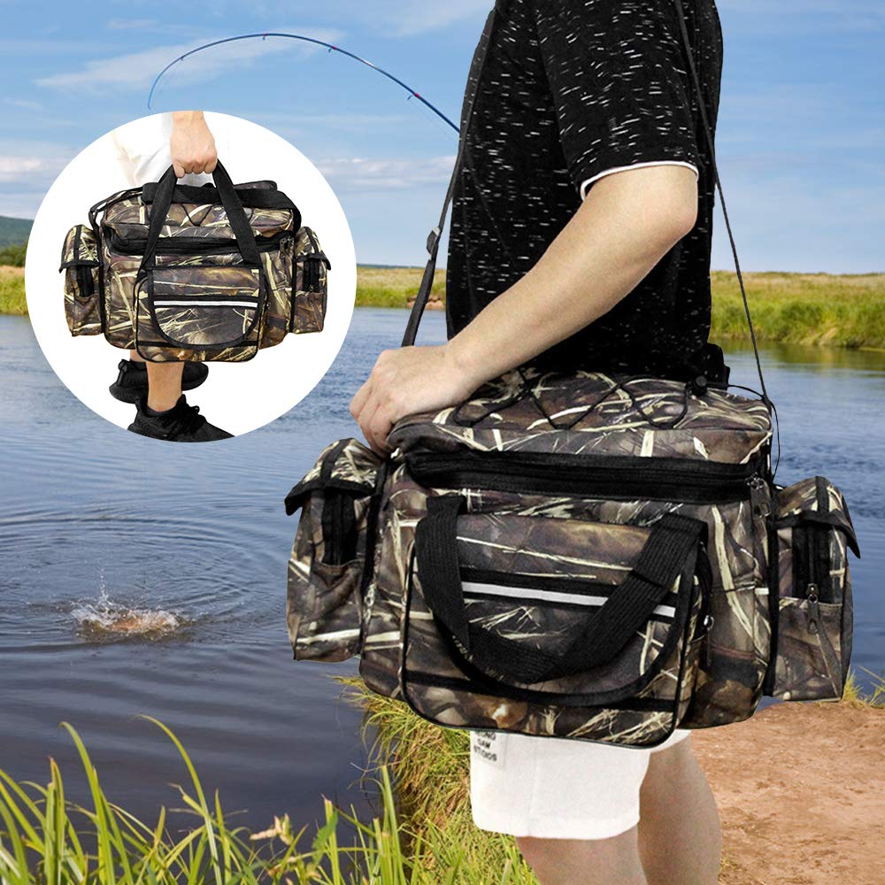 Taruor Large Capacity Fishing Tackle Bag, Waterproof Fishing Tackle Storage Bag Case