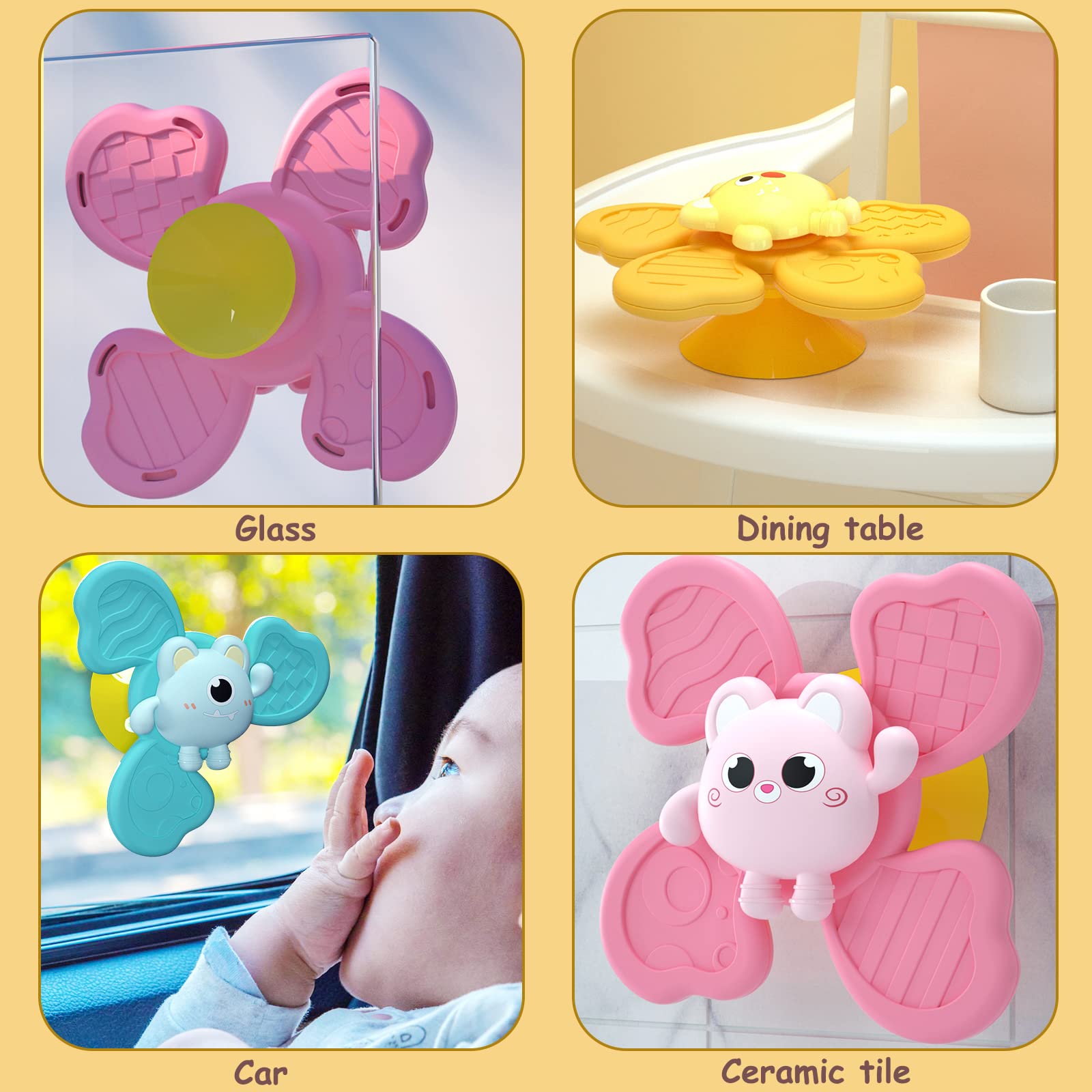 SITIEPA Suction Cup Spinner Toys Simple Fidget Toy Stress Relief Sensory Spinning Toys for Toddler…