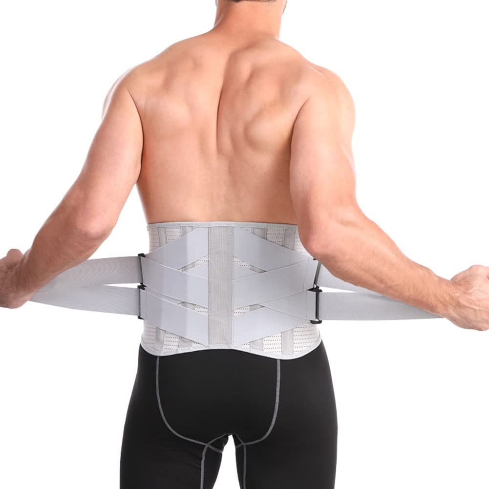 TANGIST Back Brace Pain Relief For Men And Women Adjustable Lumbar Support Belt Breathable For Sciatica Pain Heavy Lifting Waist Support Lower Back Brace Herniated Disc Gray (Size : M/Medium)
