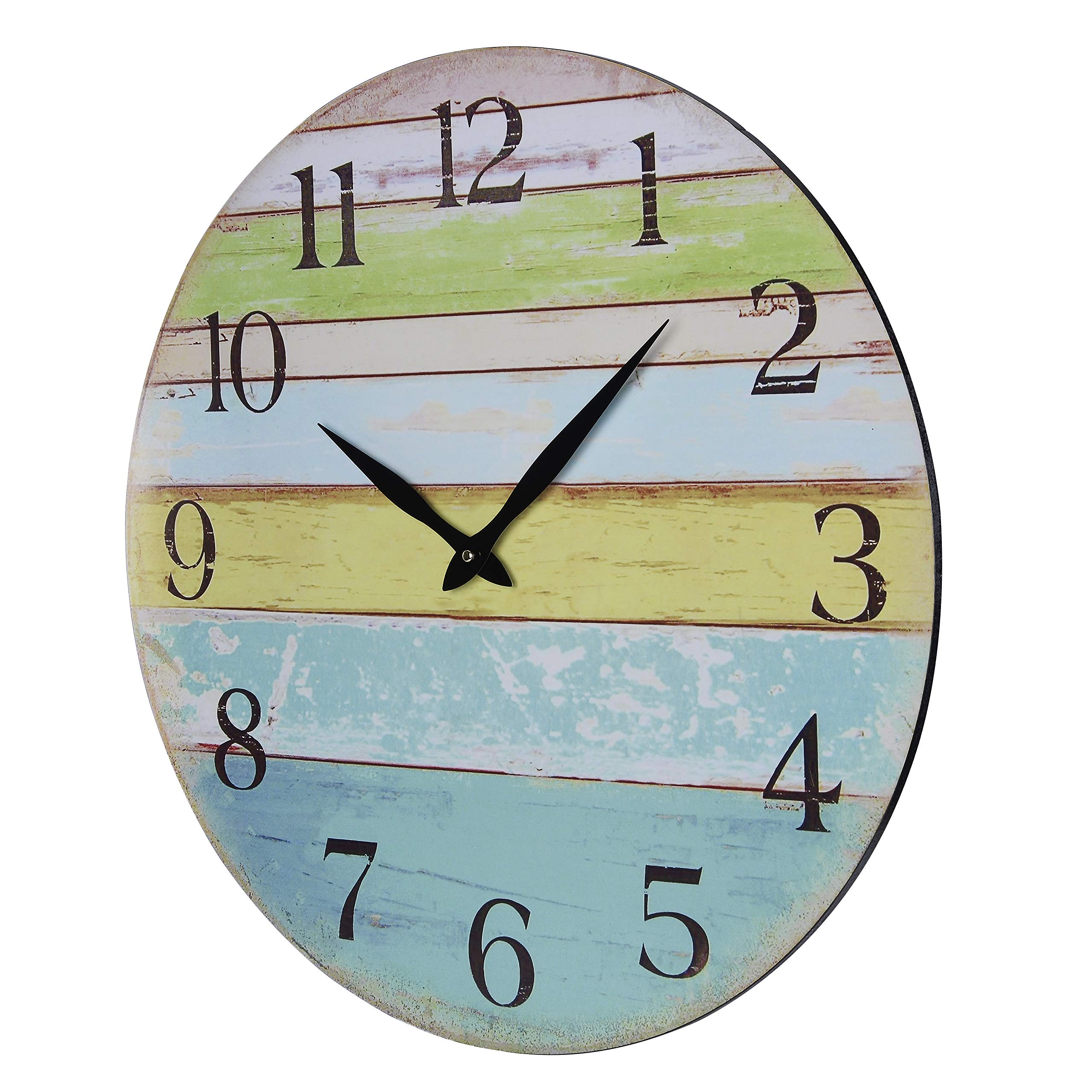 Old Oak 24-Inch Large Silent Non-Ticking Decorative Beach Ocean Nautical Theme Wall Clock for Home Wall Decor