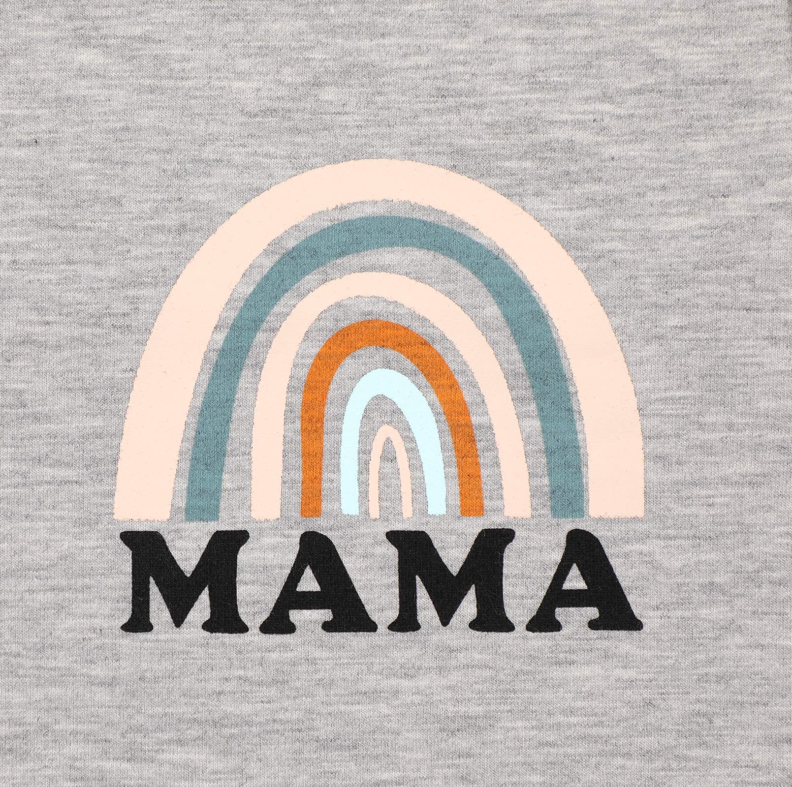 MOUSYA Mama Top Women Mama Sweatshirt Rainbow Graphic Shirt Long Sleeve Crew Neck Pullover Mom Blouse