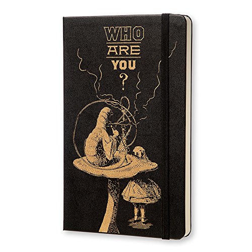 Moleskine Limited Edition Alice in Wonderland Notebook, Hard Cover, Large (5" x 8.25") Plain/Blank, Black, 240 Pages, (LEAL01QP062)