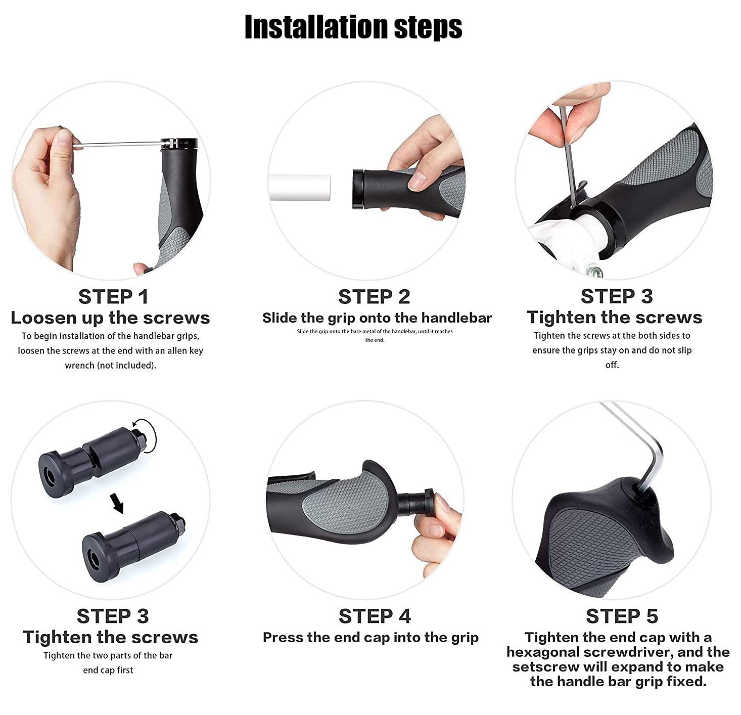MUYDZ 1 Pair Bike Grips with Rubber Ergonomic Antislip Handlebar Grips for Bicycle Mountain Bike Road MTB(General Section)