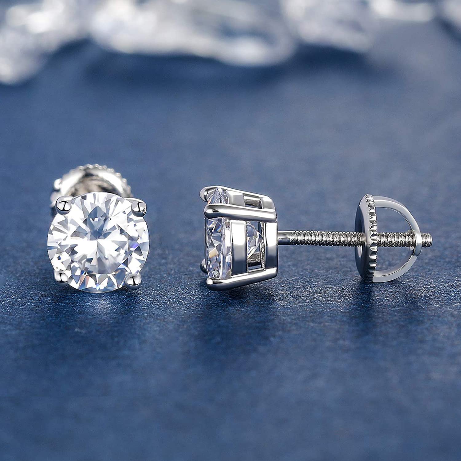 Pack of Screw Back Earrings 18K Gold Plated Cubic Zirconia Rainbow CZ Simulated Diamond Studs for Women Men Hypoallergenic for Sensitive Ears Helix Piercing Post