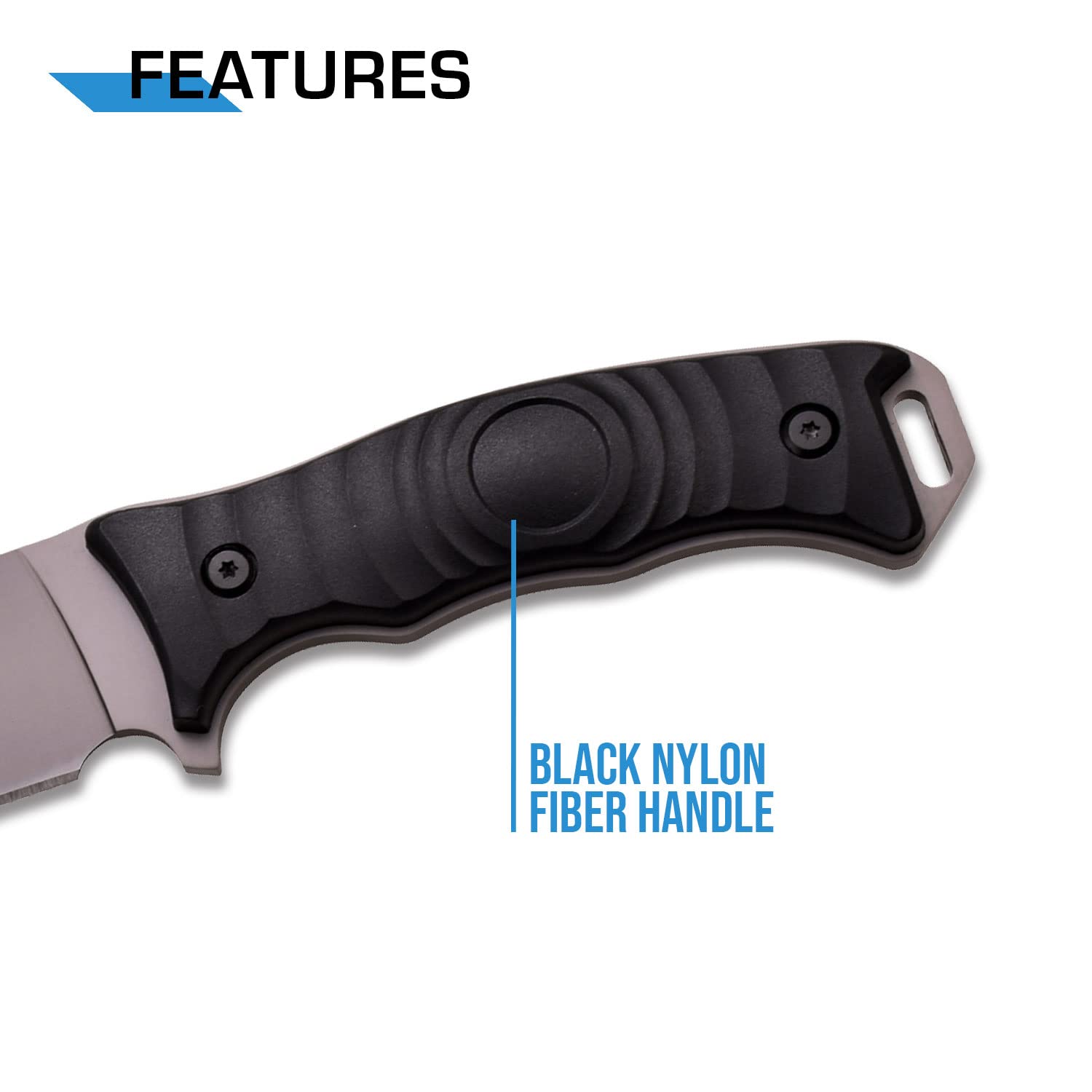 MTech USA β Fixed Blade Knife β Grey TiNite Coated Stainless Steel Blade with Black Nylon Fiber Handle, Full Tang, Includes Black Nylon Sheath - Hunting, Camping, Survival, Tactical, EDC β MT-20-70C