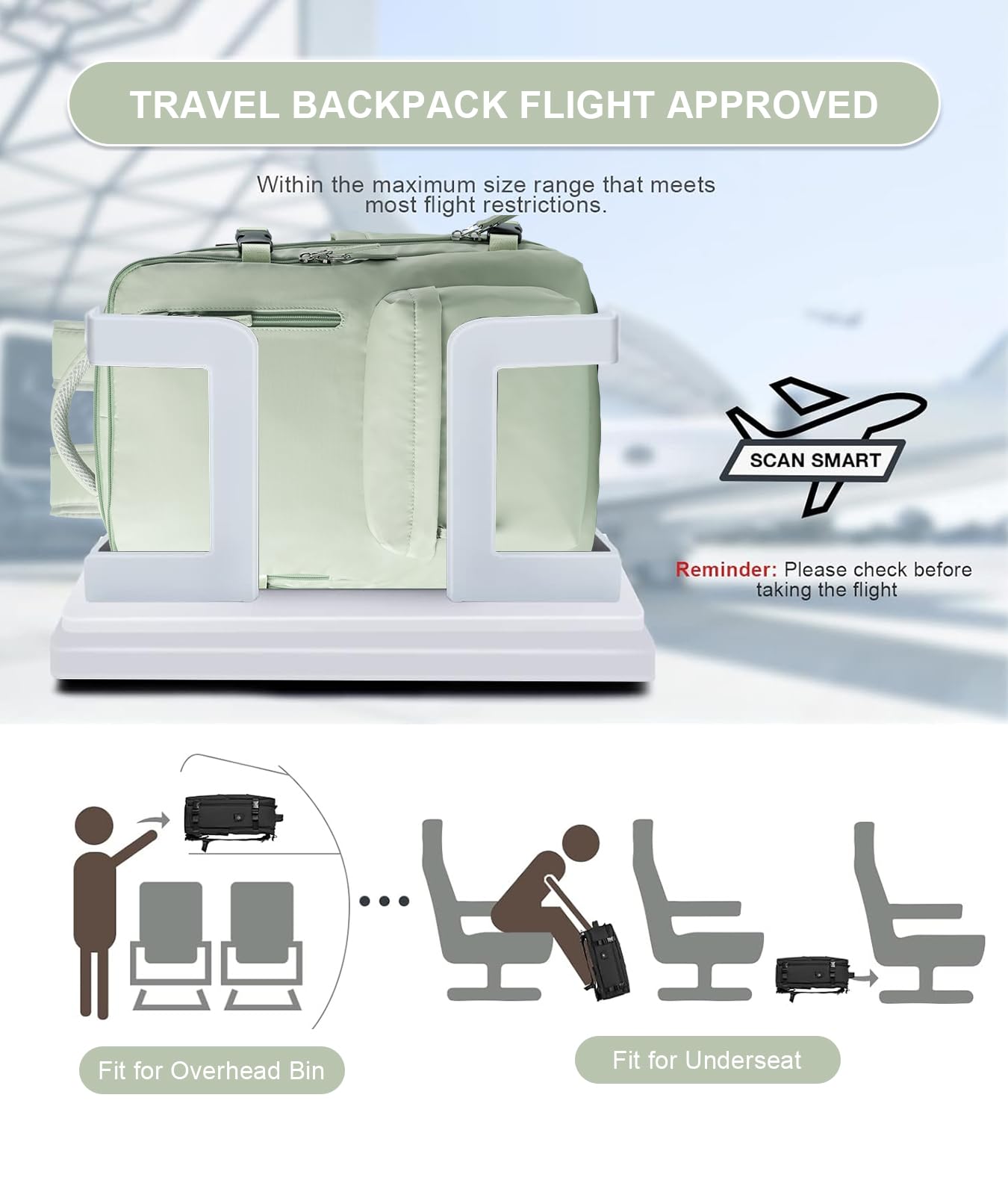 MOYYI Large Travel Backpack for Women 40L Carry on Fit 17inch Laptop Airplanes Approved Personal Item Size Suitcase for Daypack Hiking