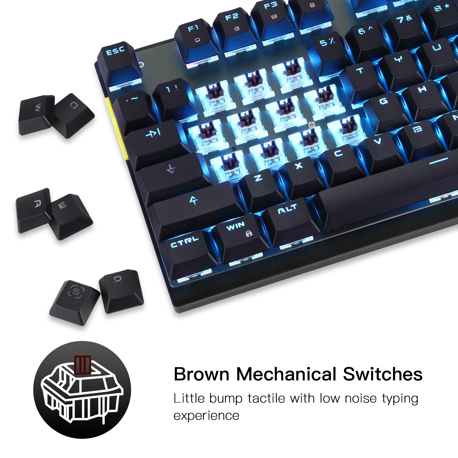 MOTOSPEED 2.4GHz Wireless/Wired Mechanical Keyboard 87Keys Led Backlit Brown Switches Type-C Gaming Keyboard for Gaming and Typing,Compatible for Mac/PC/Laptop