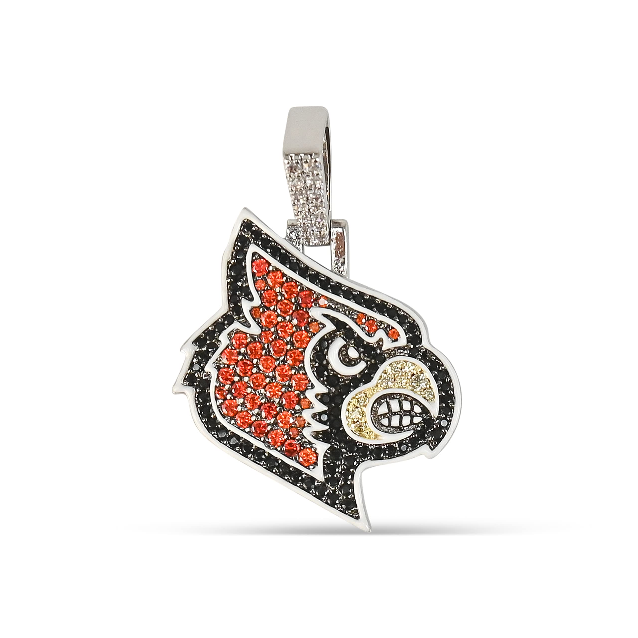 The GLD Shop [NCAA Louisville Cardinals Logo Pendant - White Gold