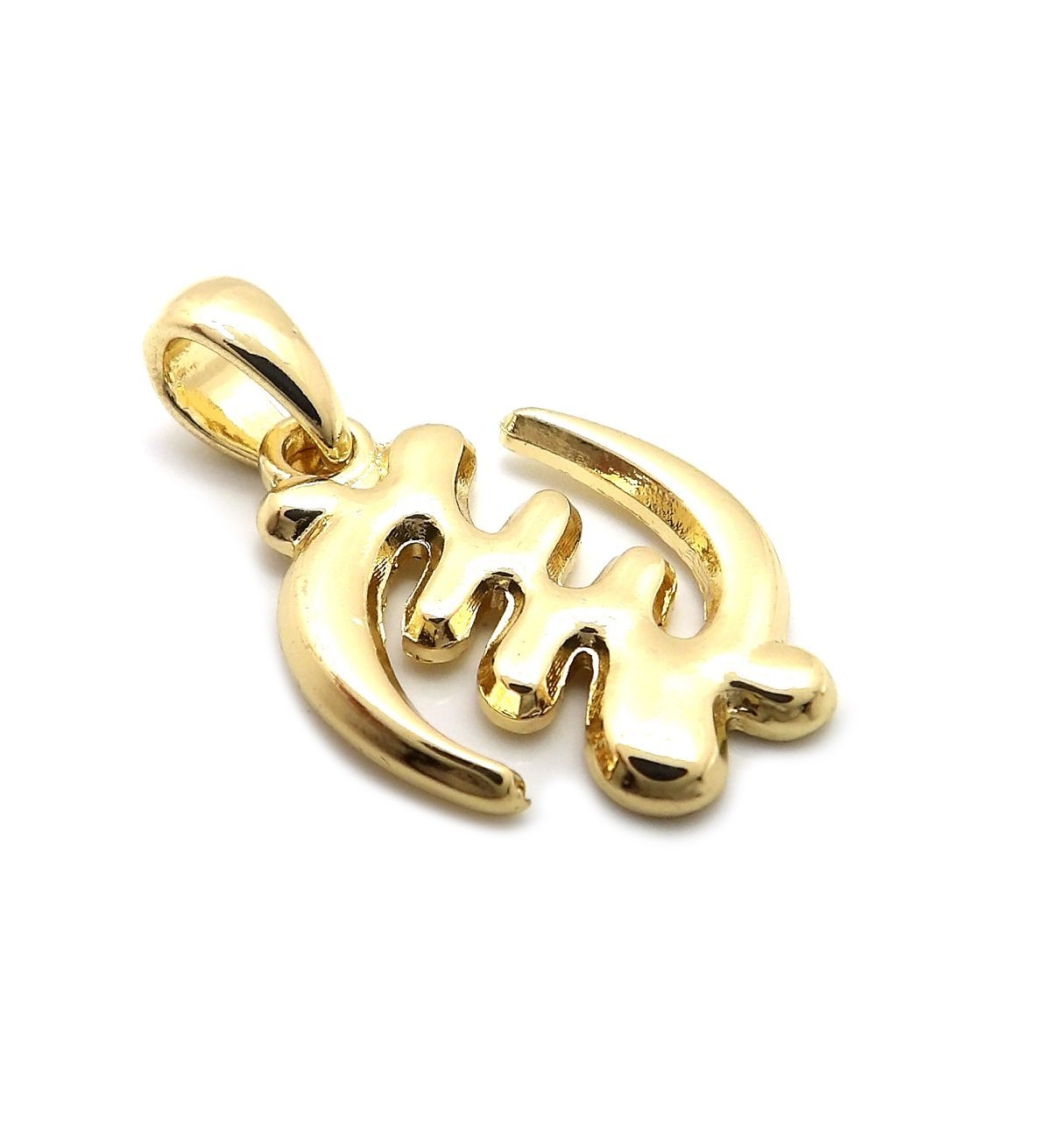 NYFASHION101 Polished Adinkra Symbol Gye Nyame Micro Pendant for Necklace in Gold-Tone
