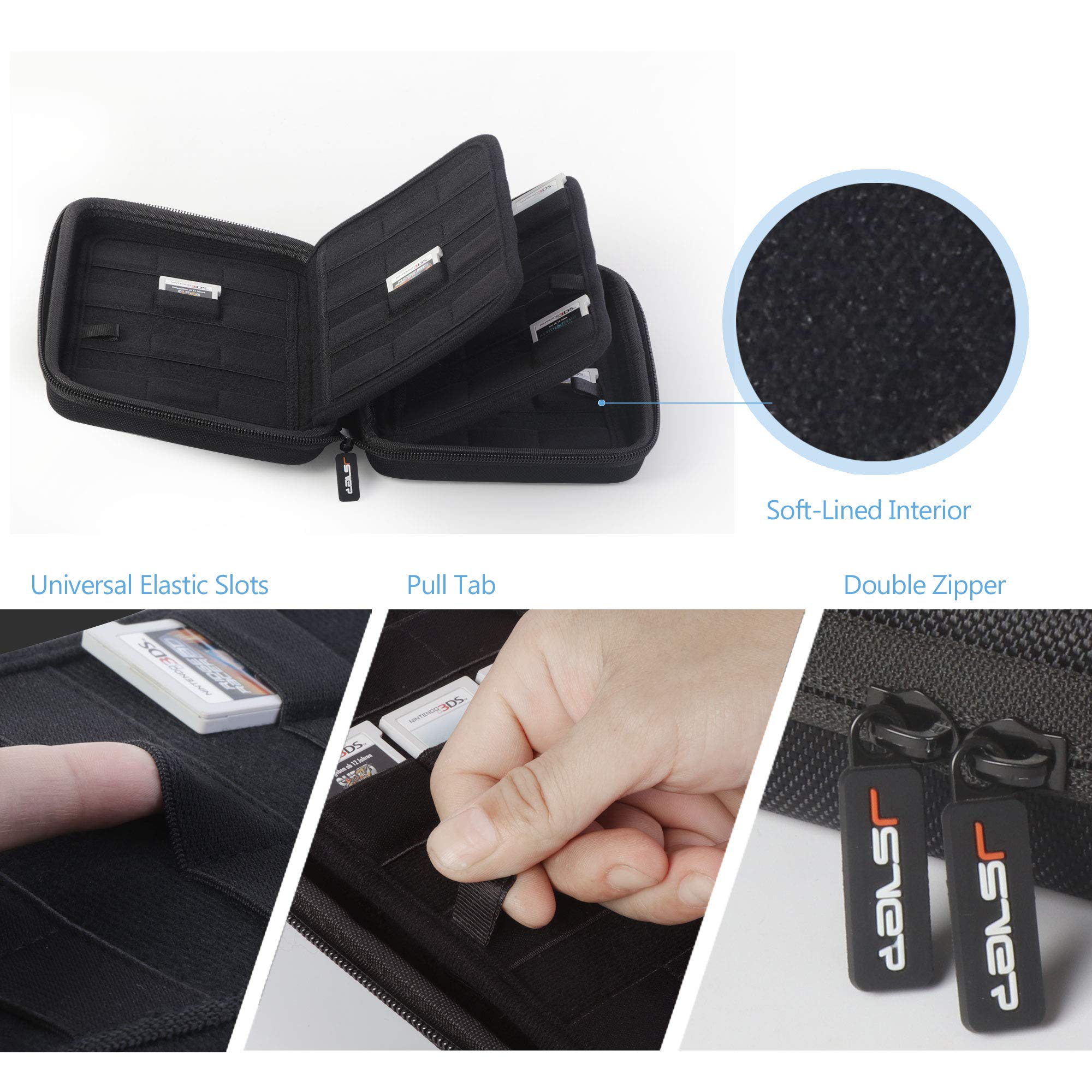 New Nintendo Switch 3ds Game Card case, 96 Game Card Case JSVER Hard Carrying Case for Nintendo 3DS, 3DS XL,New 2DS XL LL,2DS, DS, DSi, DSi XL LL,Nintendo Switch, Sony PS Vita Games, SD Memory Cards