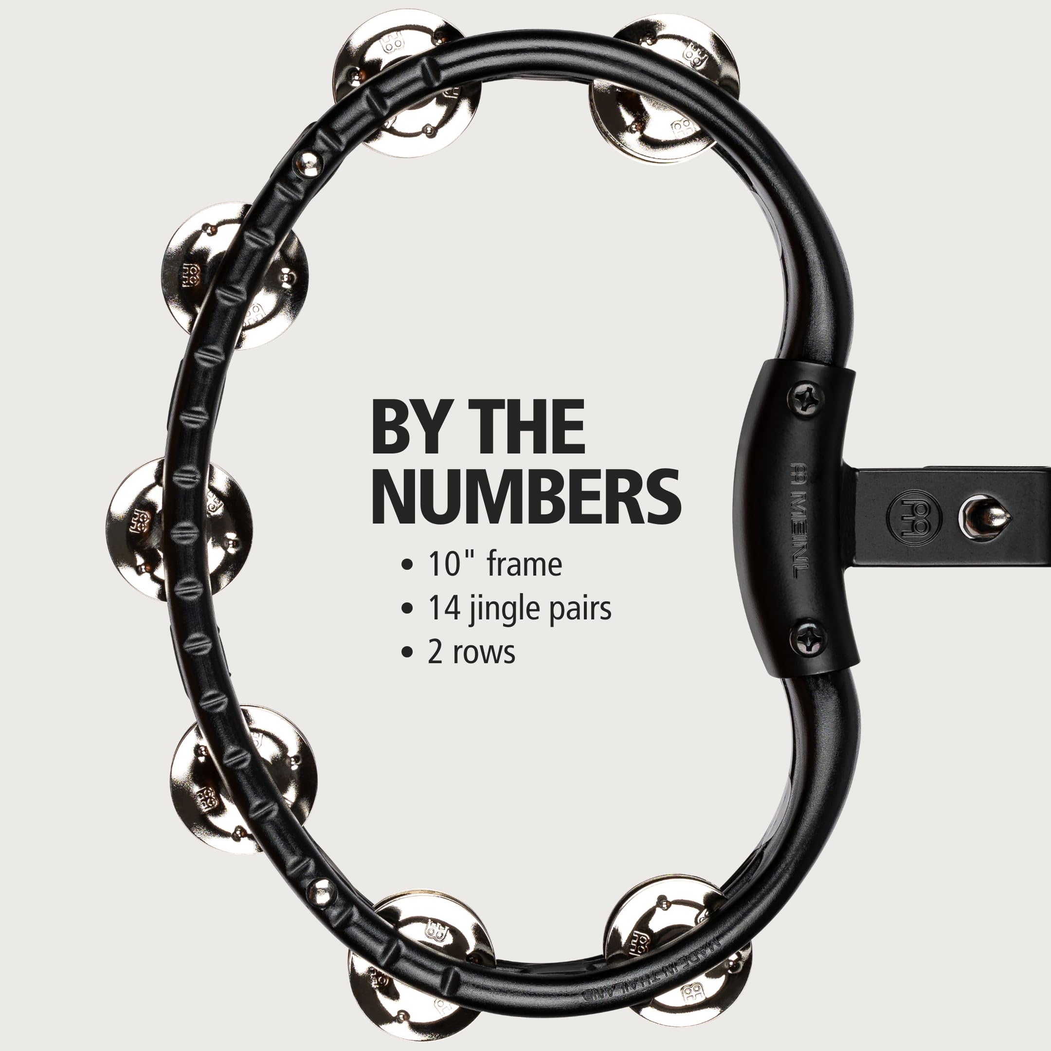 Meinl Percussion TMT2BK Mountable ABS Plastic Tambourine with Steel Jingles, Black